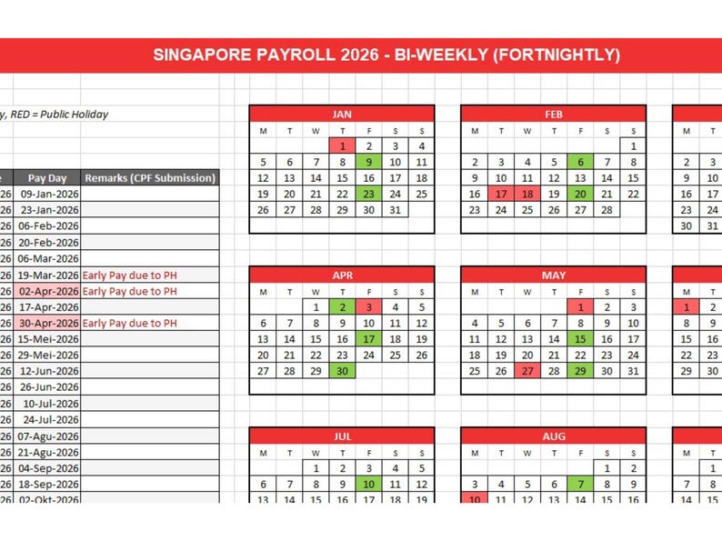 Payroll Calendar Singapore 2026 | Weekly, Biweekly & Monthly Pay ...