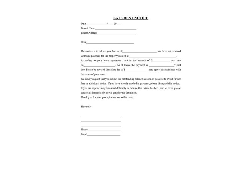 Late Rent Notice Template | Pay or Quit Letter (editable Docx & PDF) - Etsy