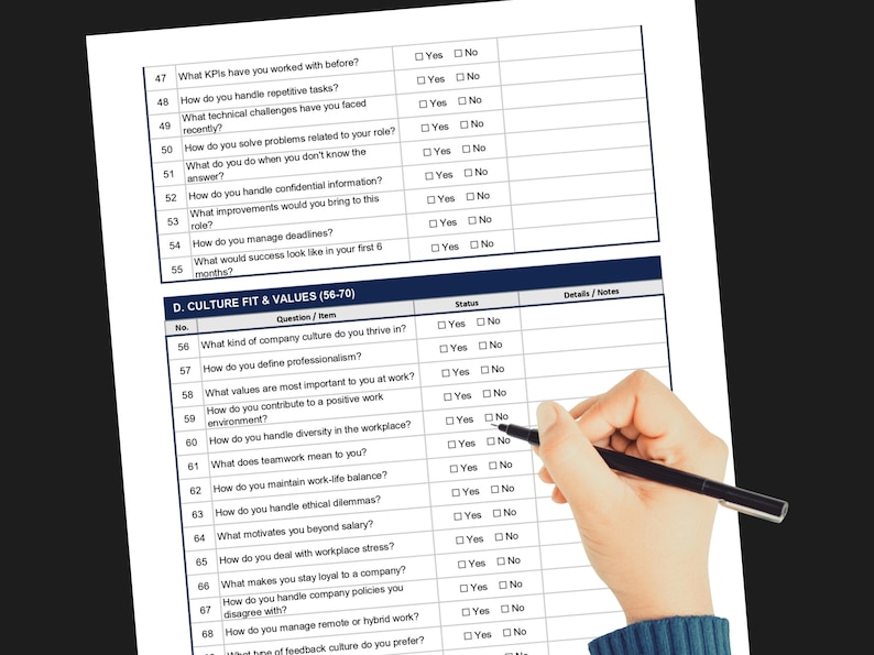 HR Interview Questions Checklist | Recruitment, Performance, Exit (PDF ...