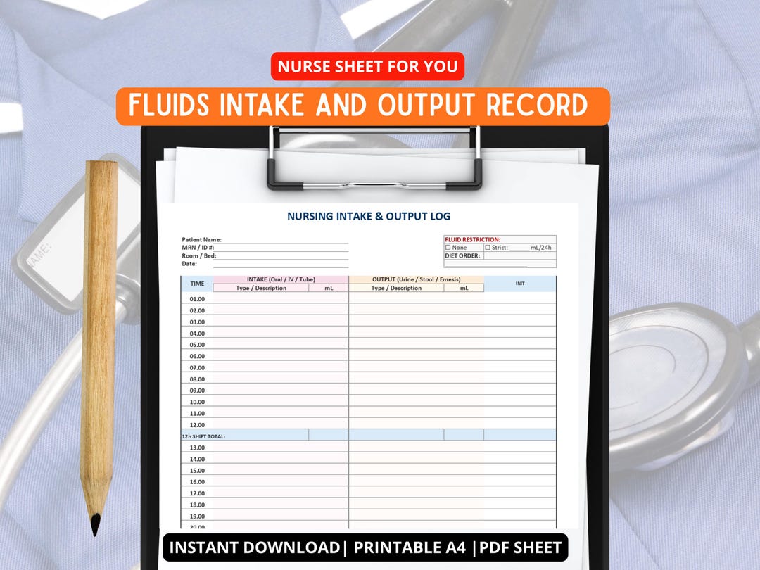 Fluids Intake and Output Record | Nursing I&O Log - PDF and Excel Sheet ...