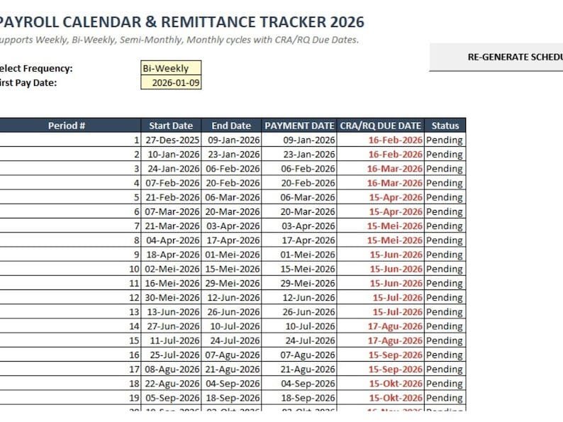 2026 Canada Payroll Spreadsheet | Excel & Google Sheets (digital ...