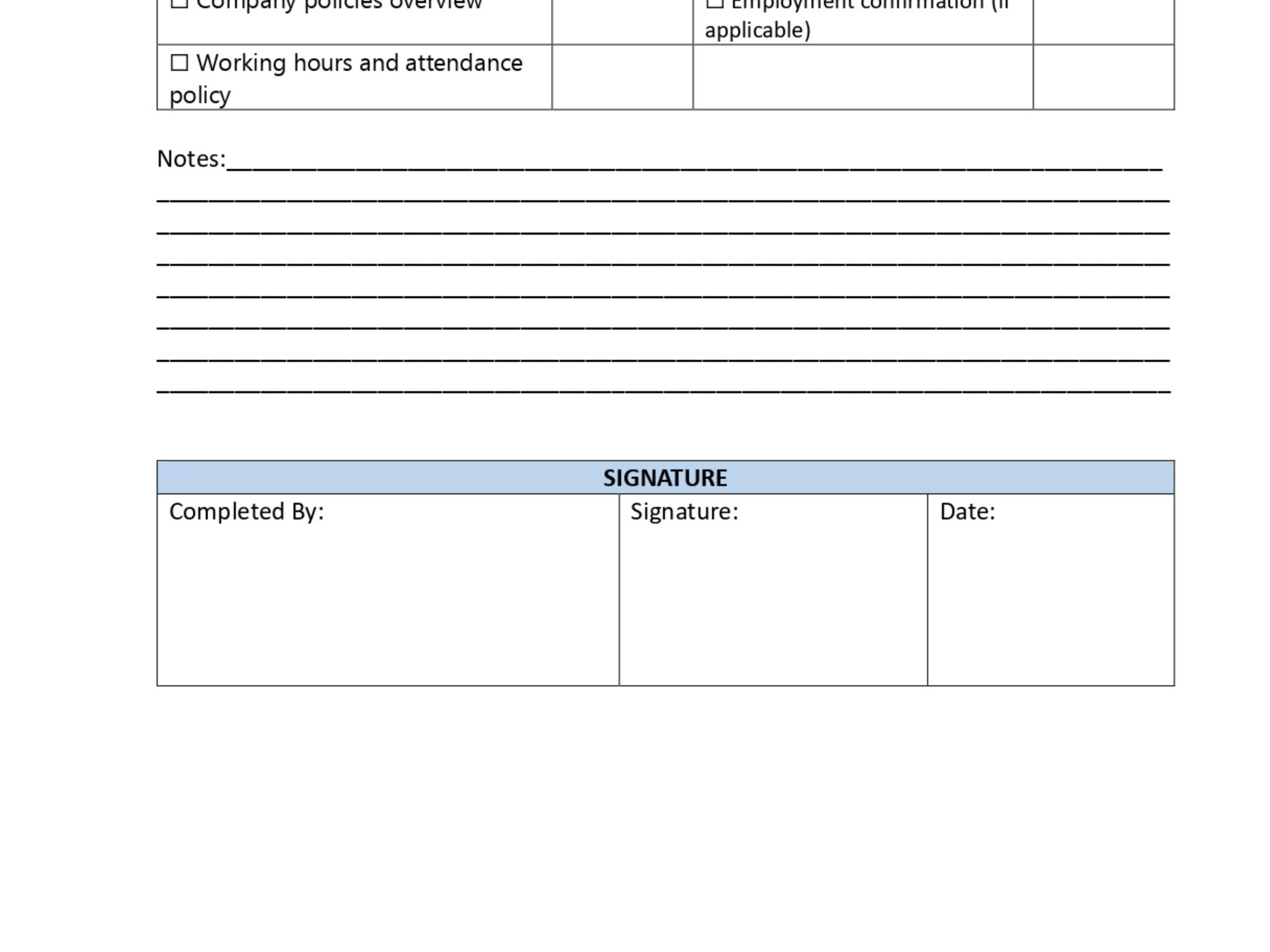 New Hire Onboarding Checklist Template | Editable Docx & Printable PDF ...