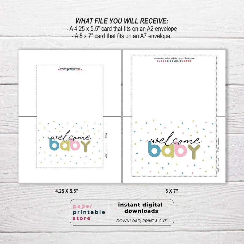 Welcome Baby Printable Card, Printable New Baby Card, Instant Download ...