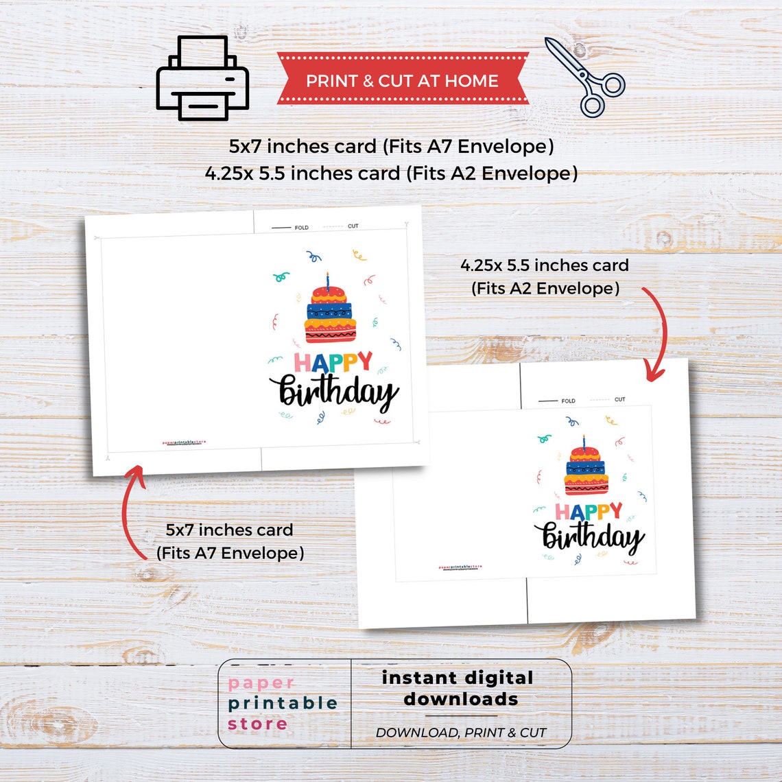 Happy Birthday Printable Card, Colorful Birthday Card, Instant Download ...