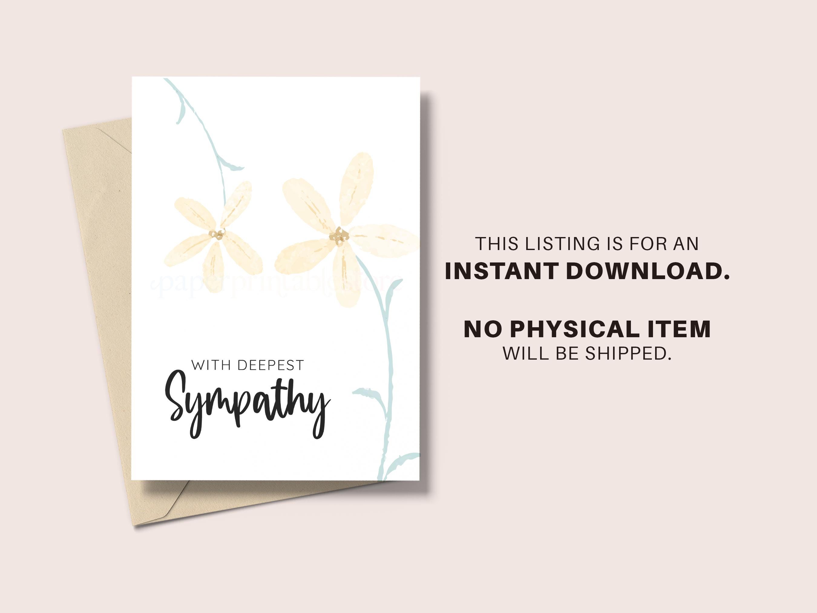 Condolence Card Printable | Digital Condolence Card | Instant Download ...