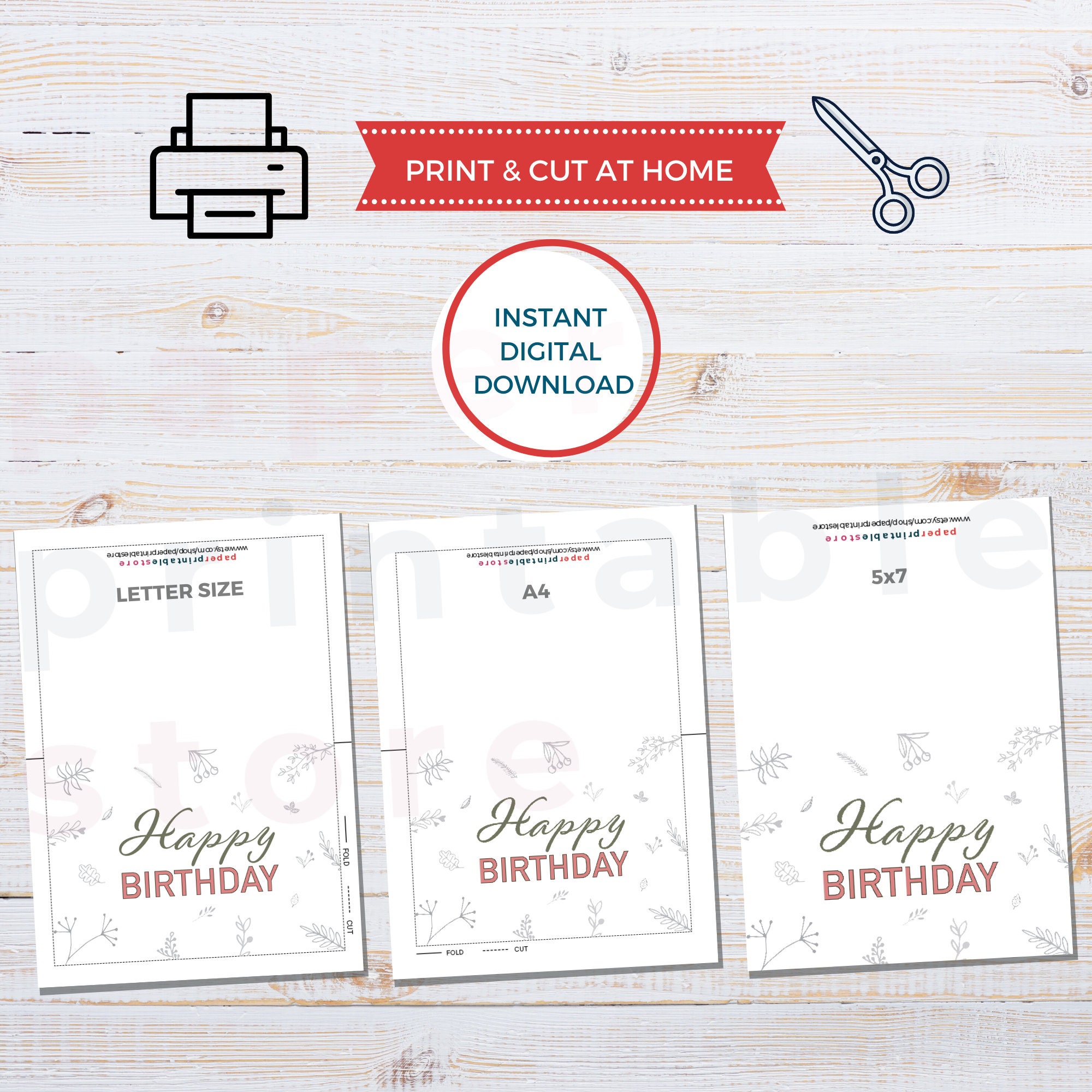 Happy Birthday Printable Card Birthday Card Instant Download - Etsy