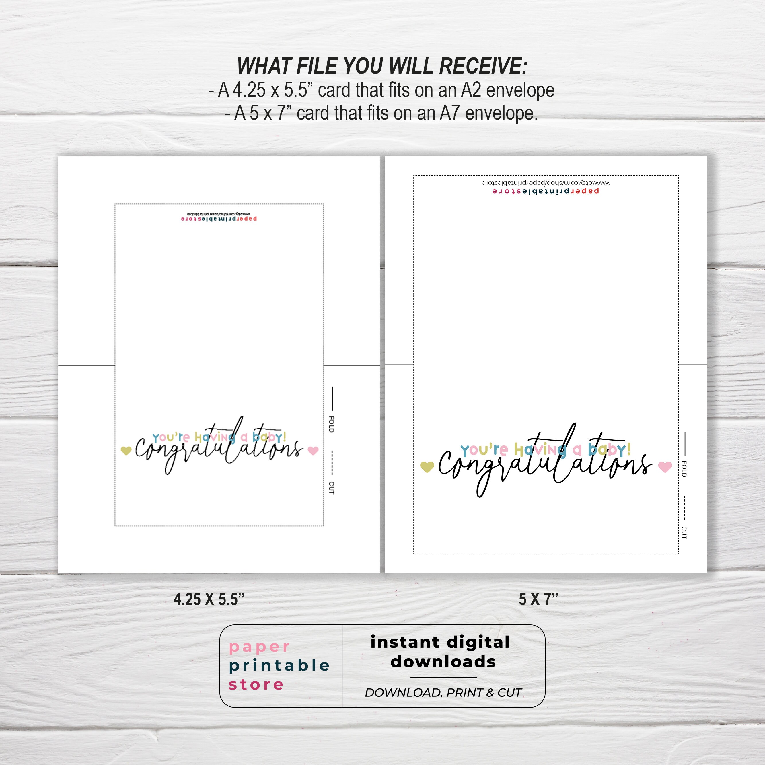 Congratulations New Baby Printable Card, New Baby Instant Download Card ...