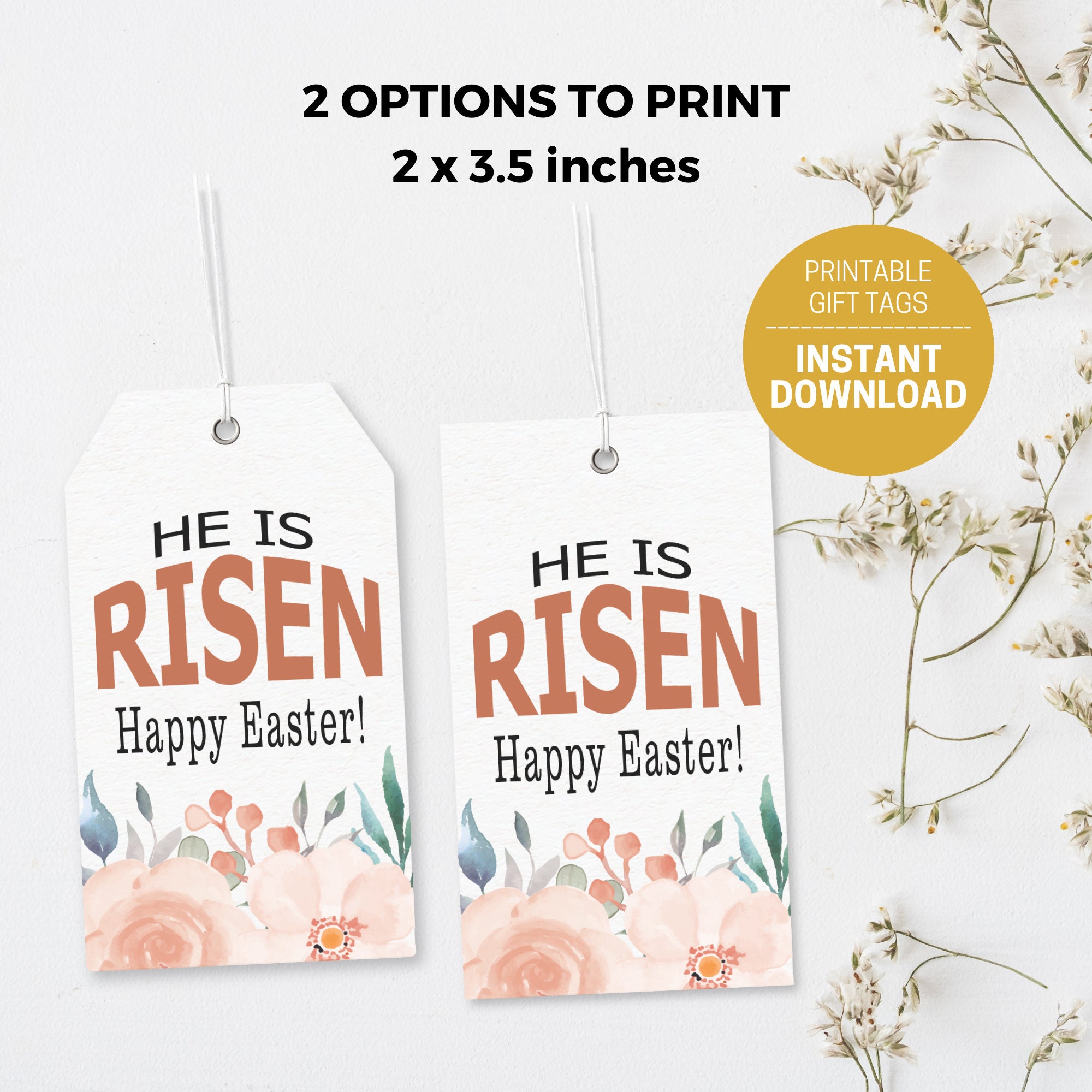 He is Risen Easter Gift Tags Printable – Christian Tags for Easter ...