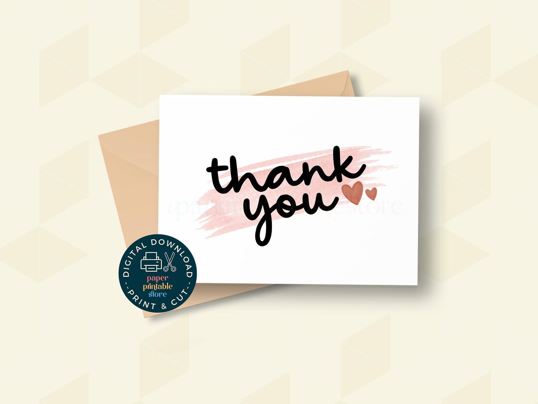 Watercolor Thank You Card: Minimalist Printable Template (digital ...