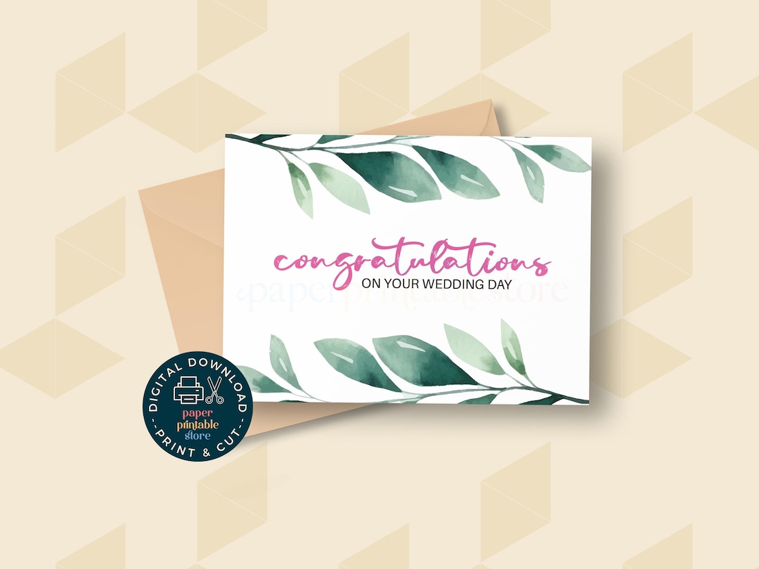Minimalist Congratulations Card Printable | Elegant Floral Greenery ...