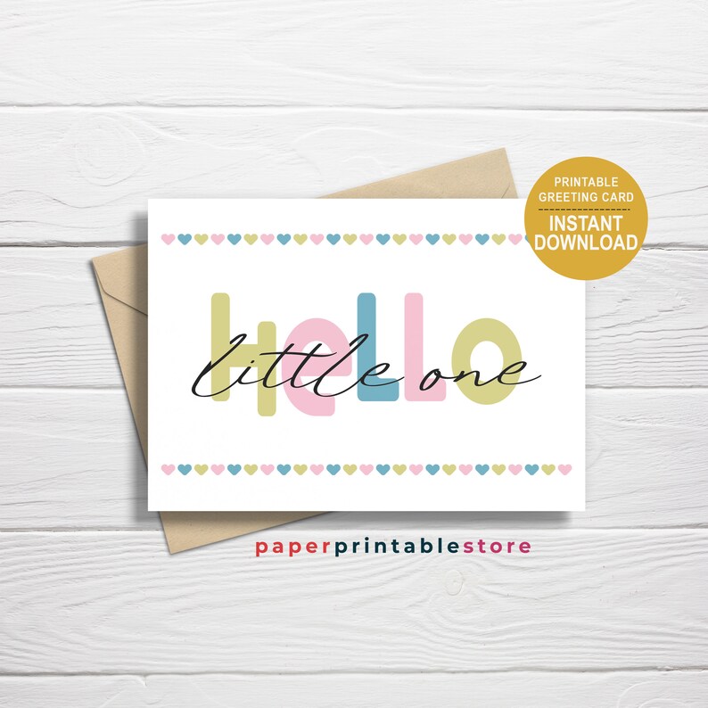 Hello Little One Printable Card Instant Download New Baby - Etsy