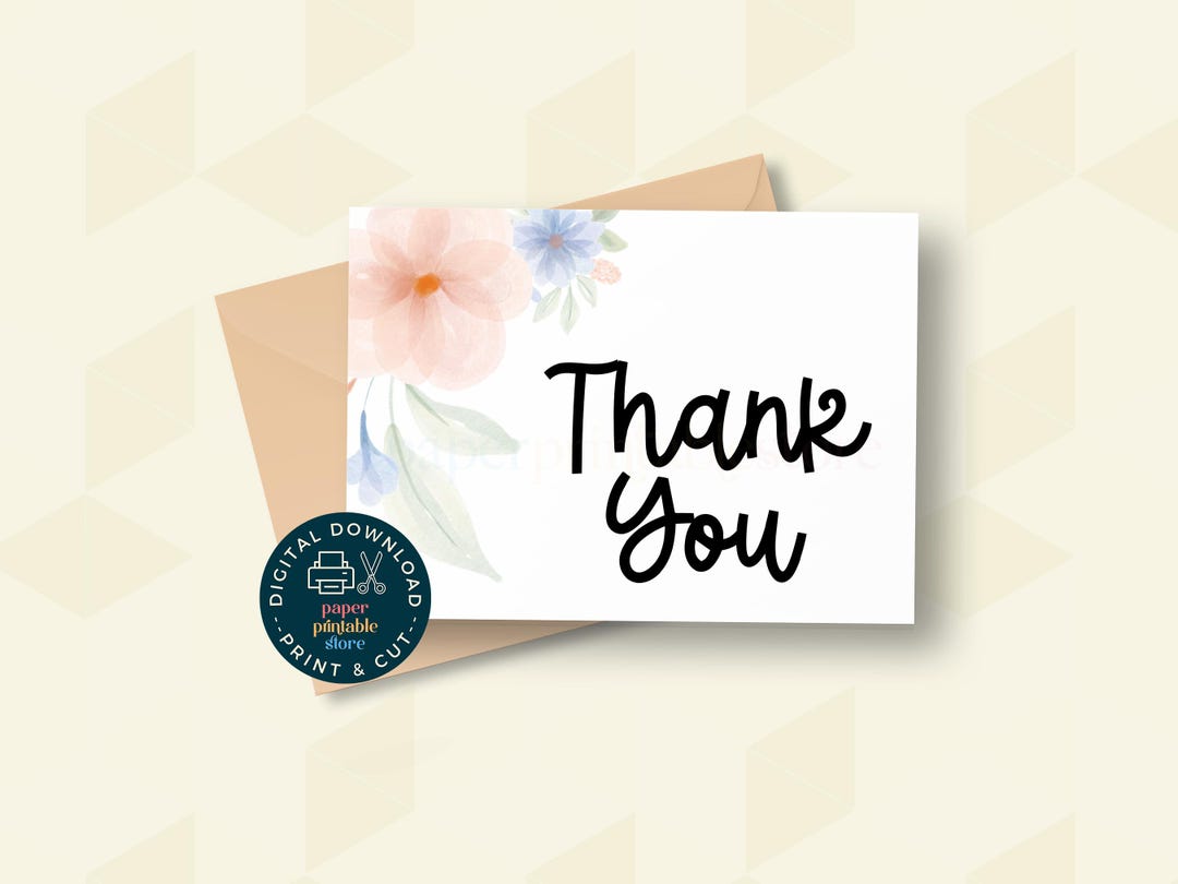 Printable Thank You Card, Instant Download Card, Wedding Thank You Card ...