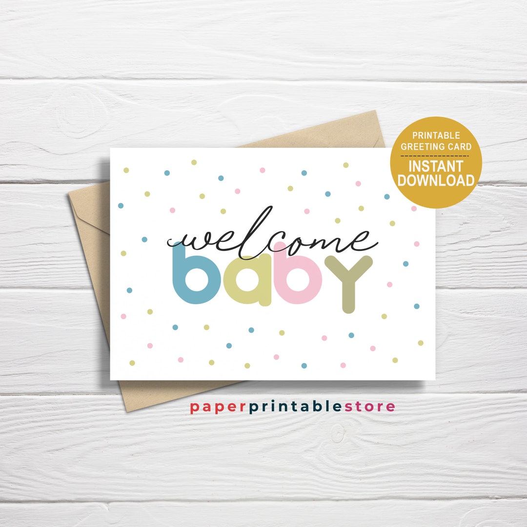 Welcome Baby Printable Card Printable New Baby Card Instant - Etsy