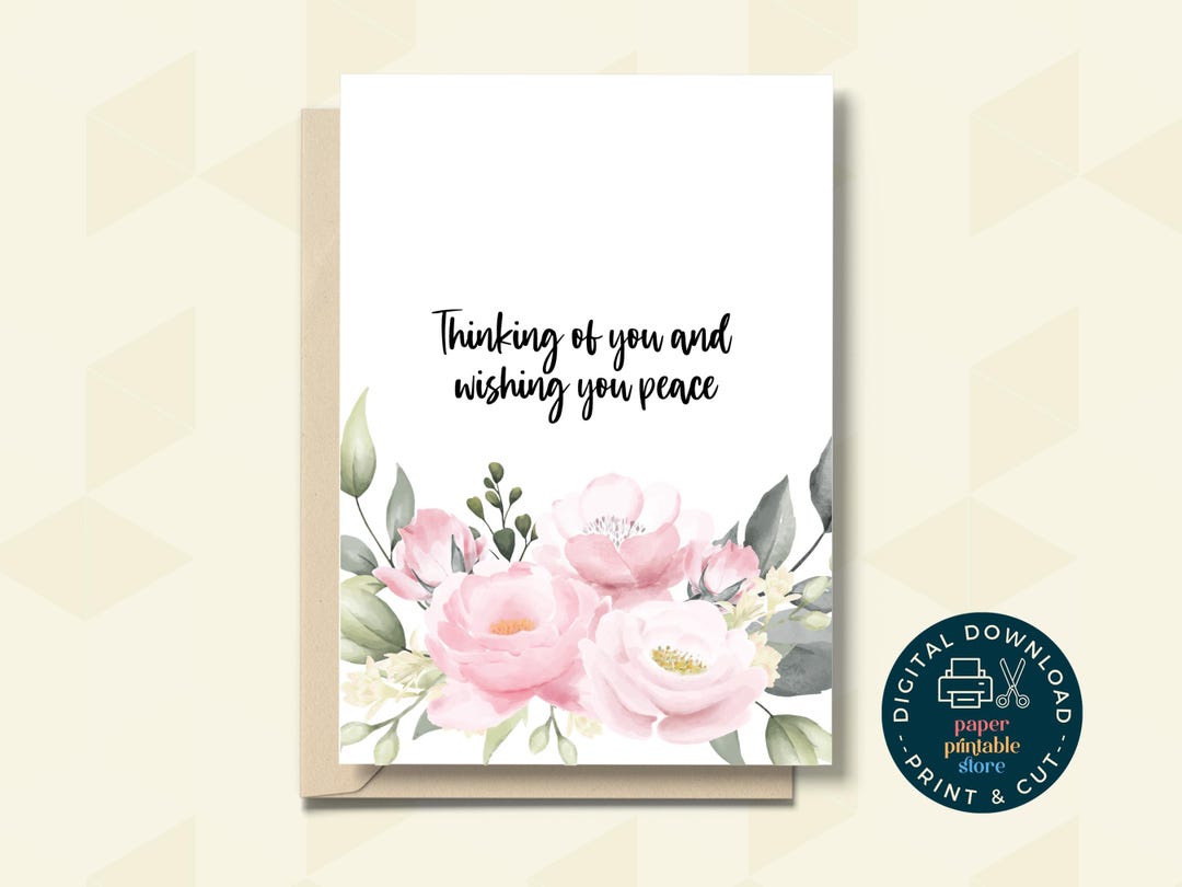 Floral Sympathy Card Printable, Loss of Loved One, Bereavement Card ...