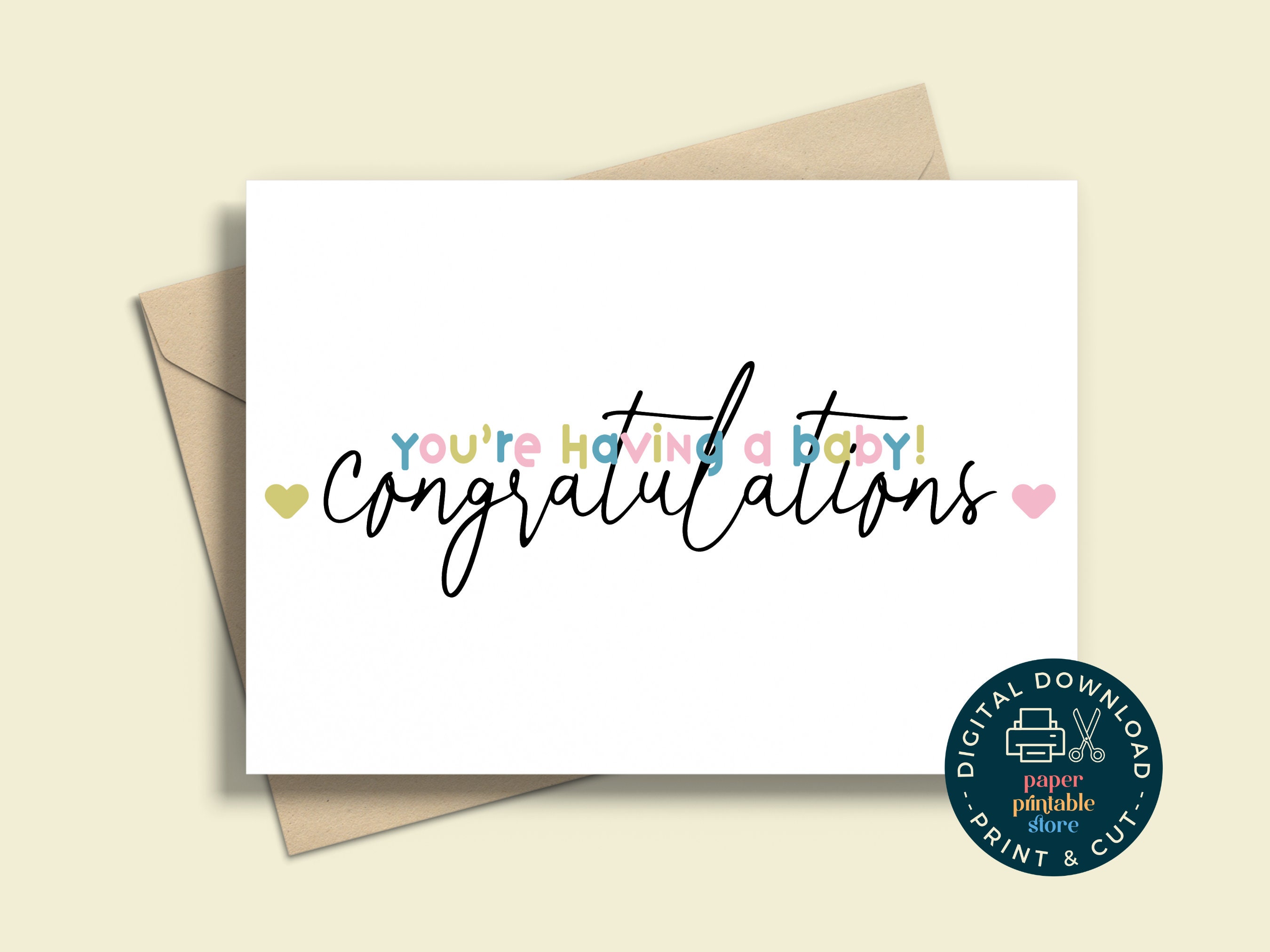 Congratulations New Baby Printable Card, New Baby Instant Download Card ...