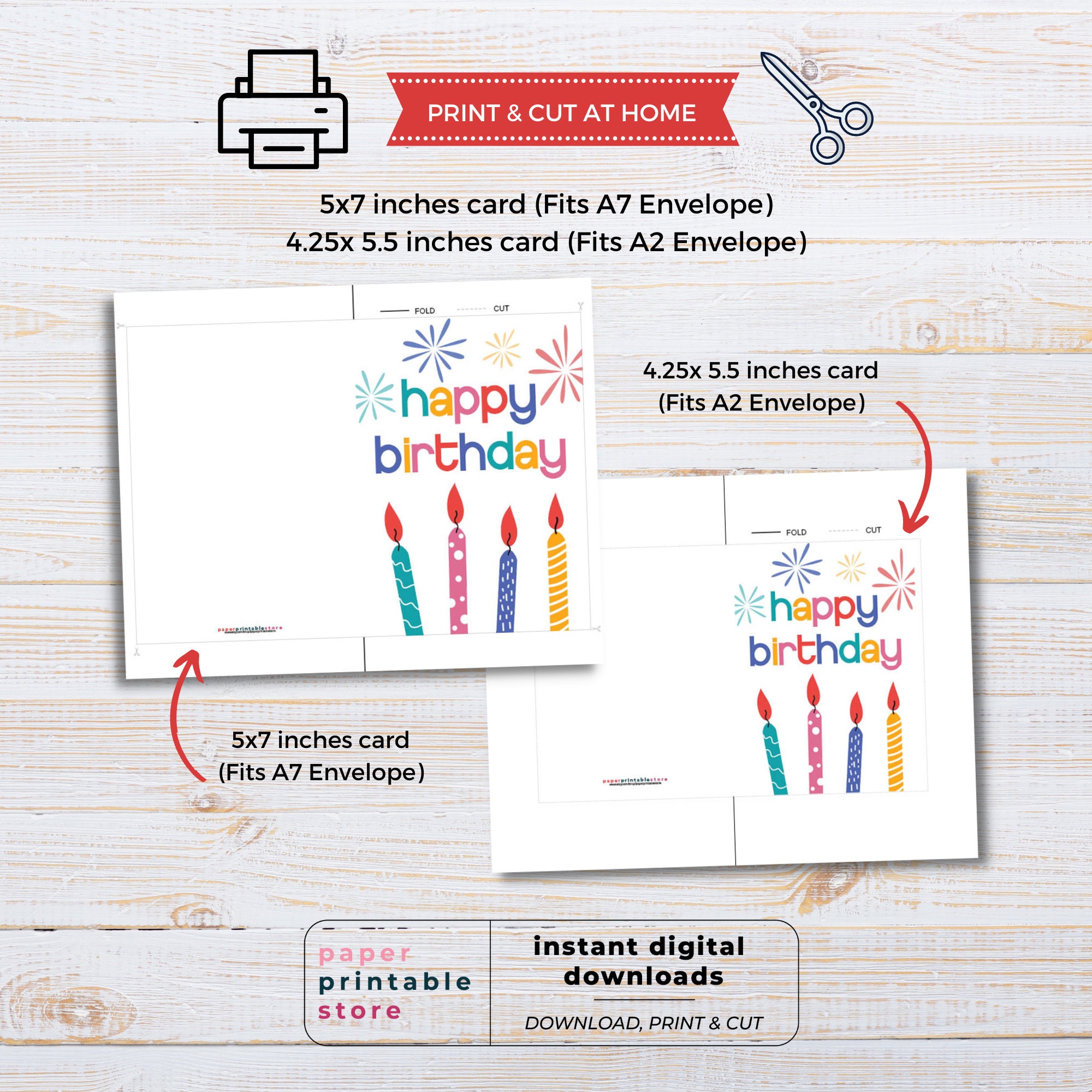 Printable Colorful Birthday Card, Printable Birthday Card, Instant ...