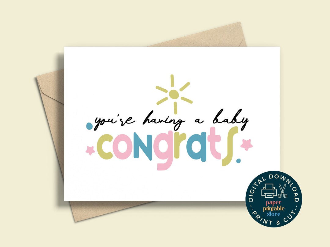 You're Having A Baby Printable Card, Baby Shower Greeting Card, New ...