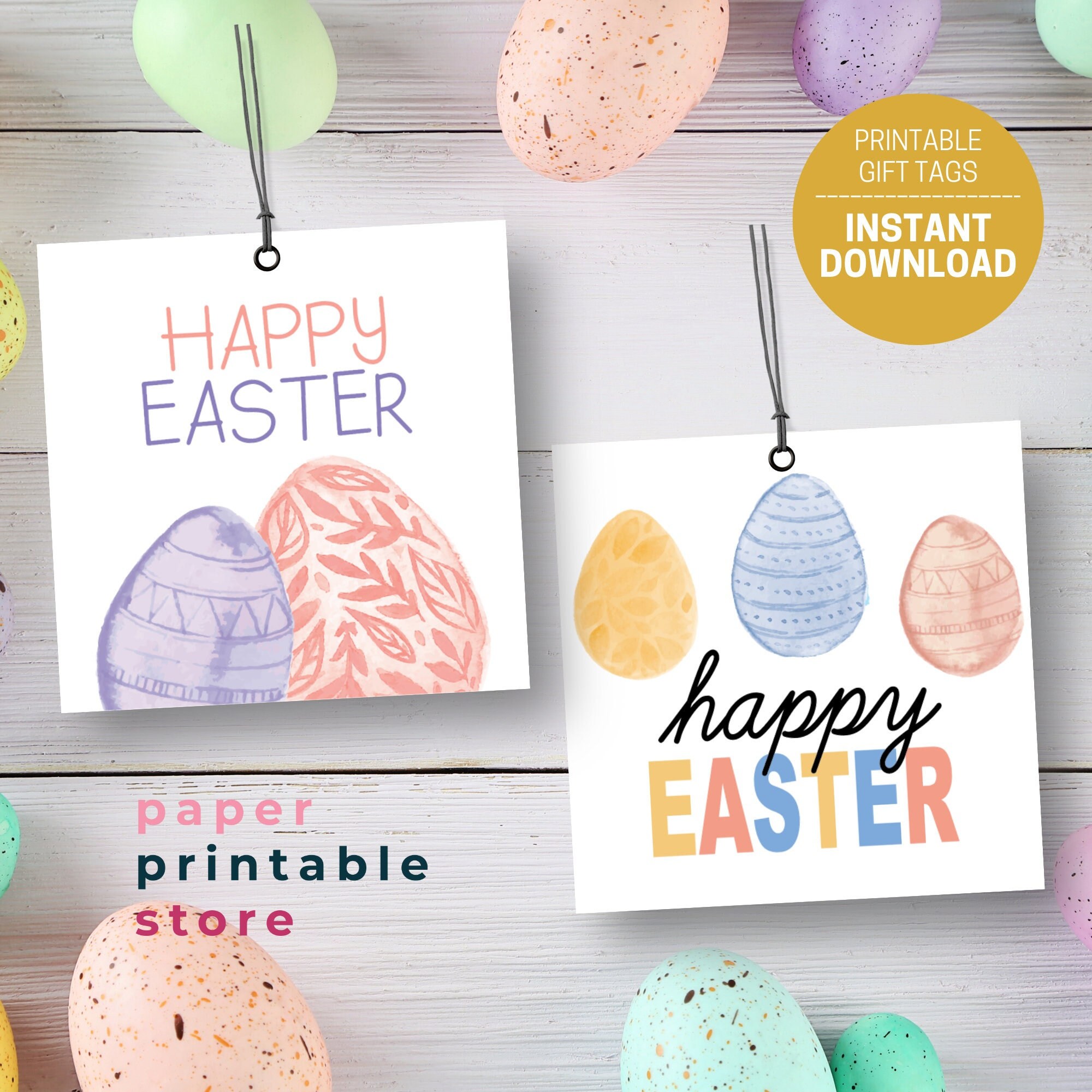 Set of 2 Printable Gift Tags, Easter Gift Tags, Easter Favor Tags ...