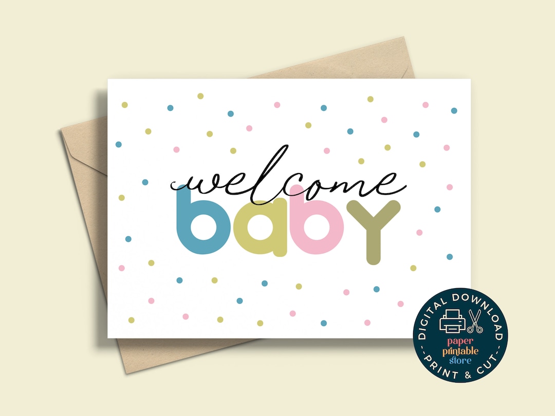 Welcome Baby Printable Card, Printable New Baby Card, Instant Download ...
