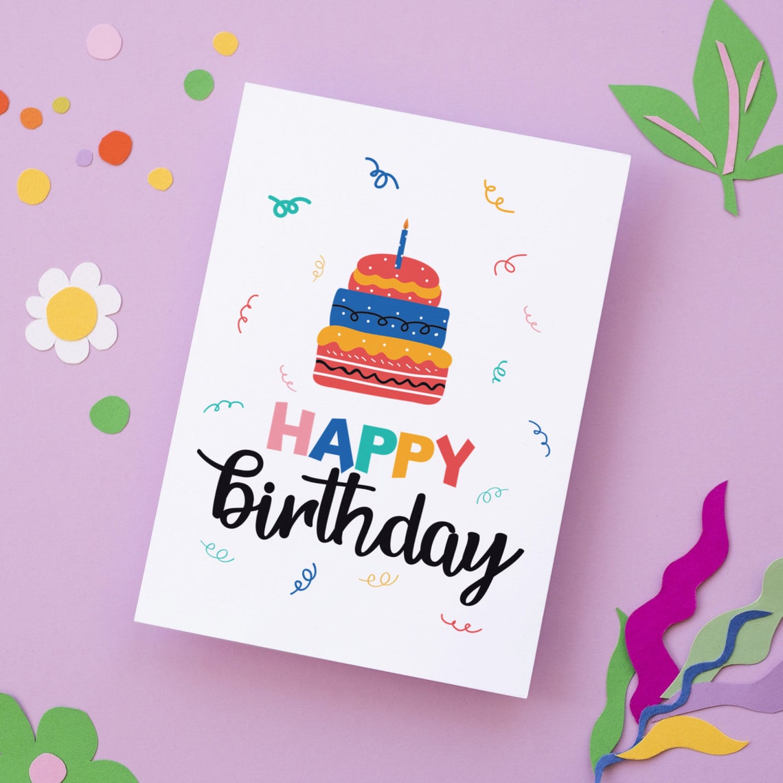 Happy Birthday Printable Card, Colorful Birthday Card, Instant Download ...