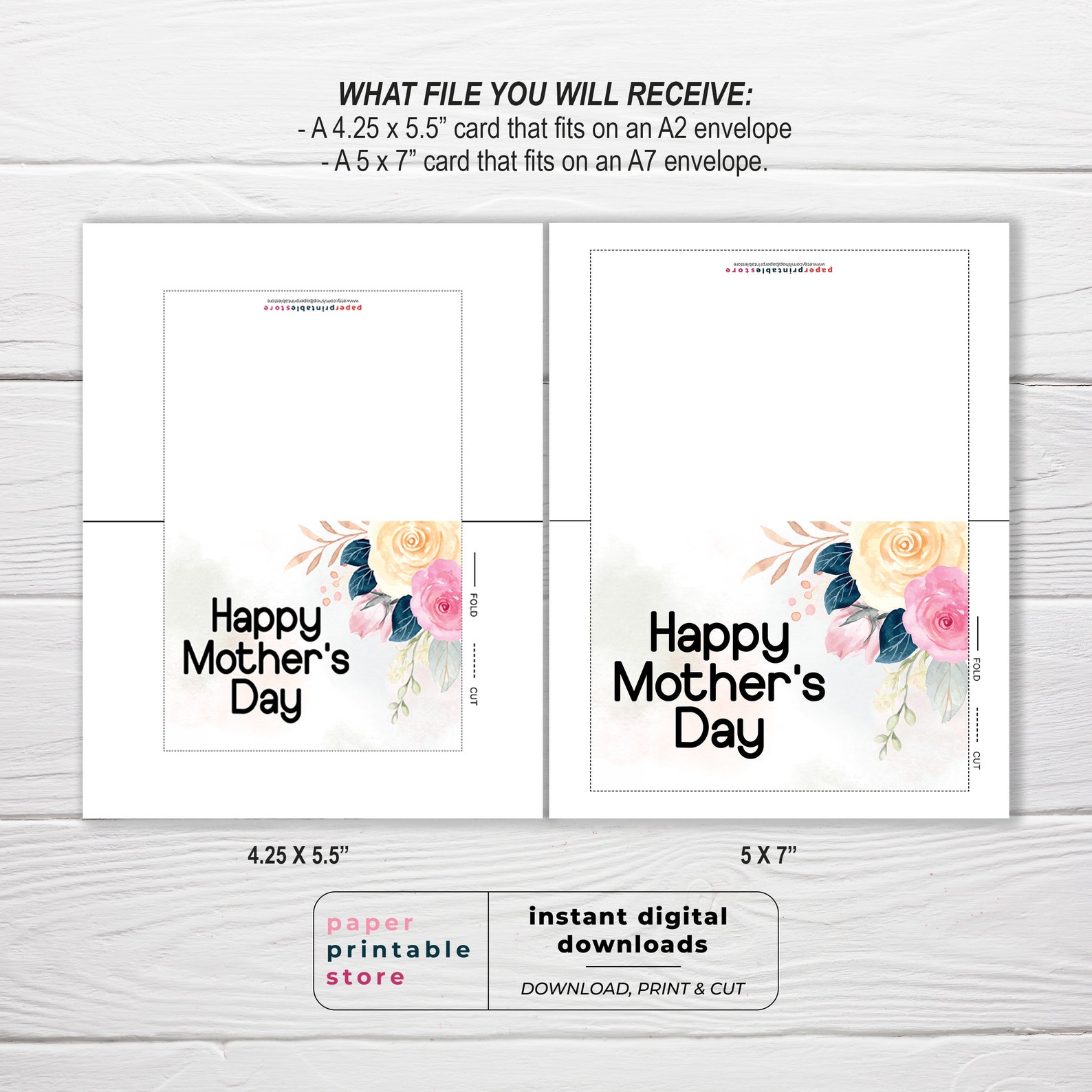 Mother's Day Printable Card, Mother's Day Digital Printable Card ...