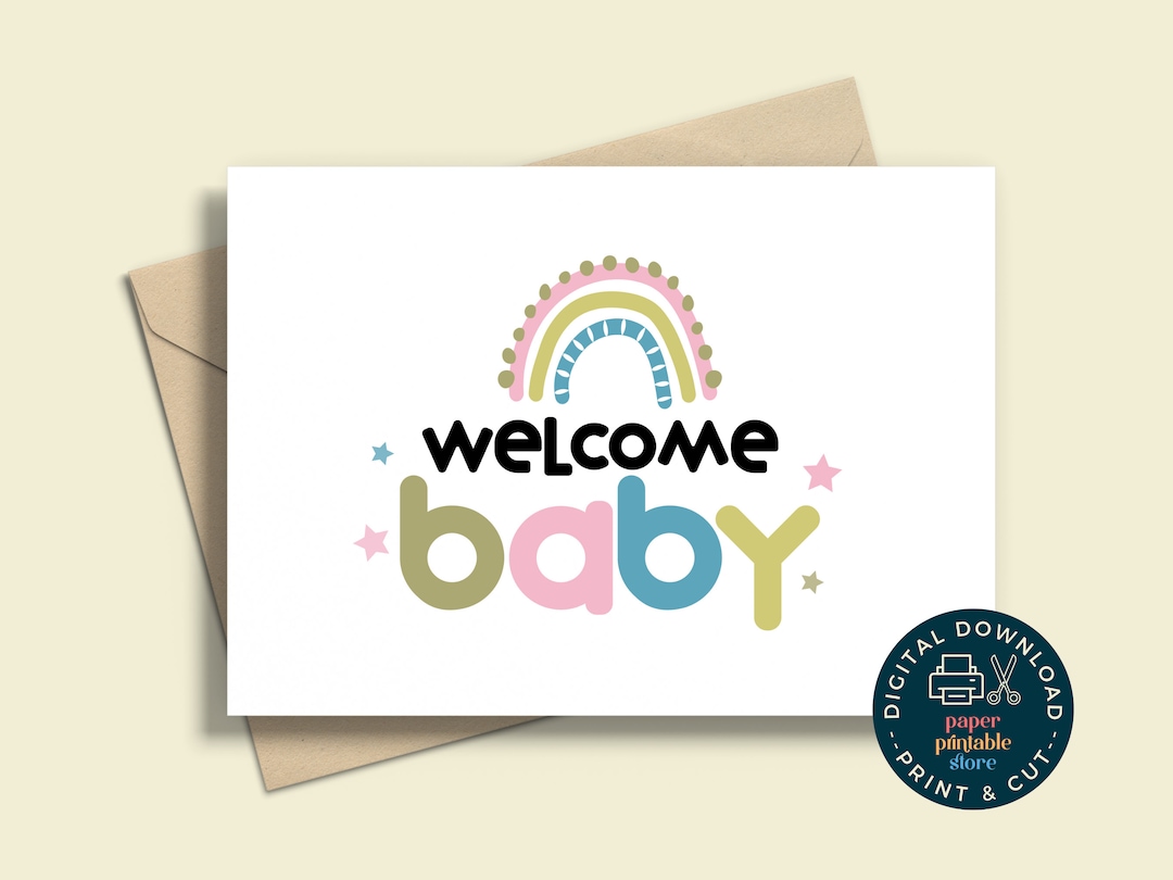 Welcome Baby Printable Card, Baby Shower Greeting Card, New Baby ...