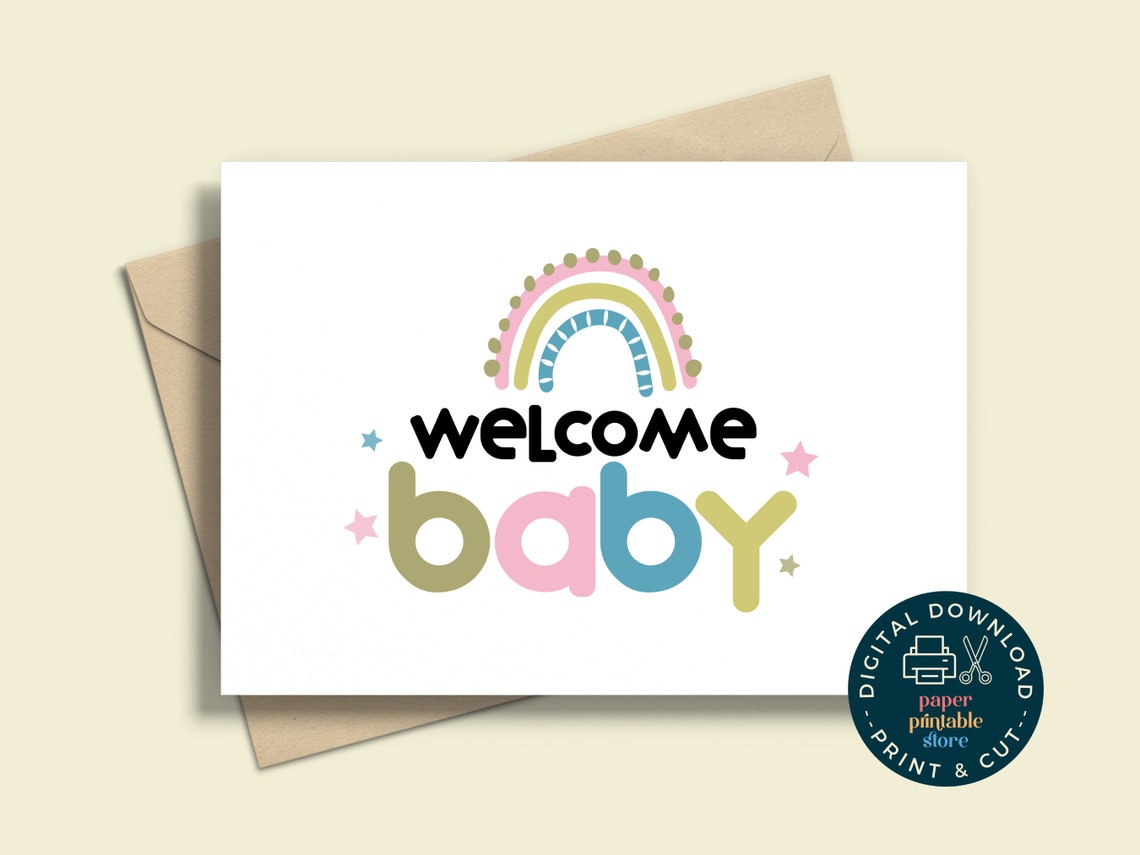 Welcome Baby Printable Card, Baby Shower Greeting Card, New Baby ...