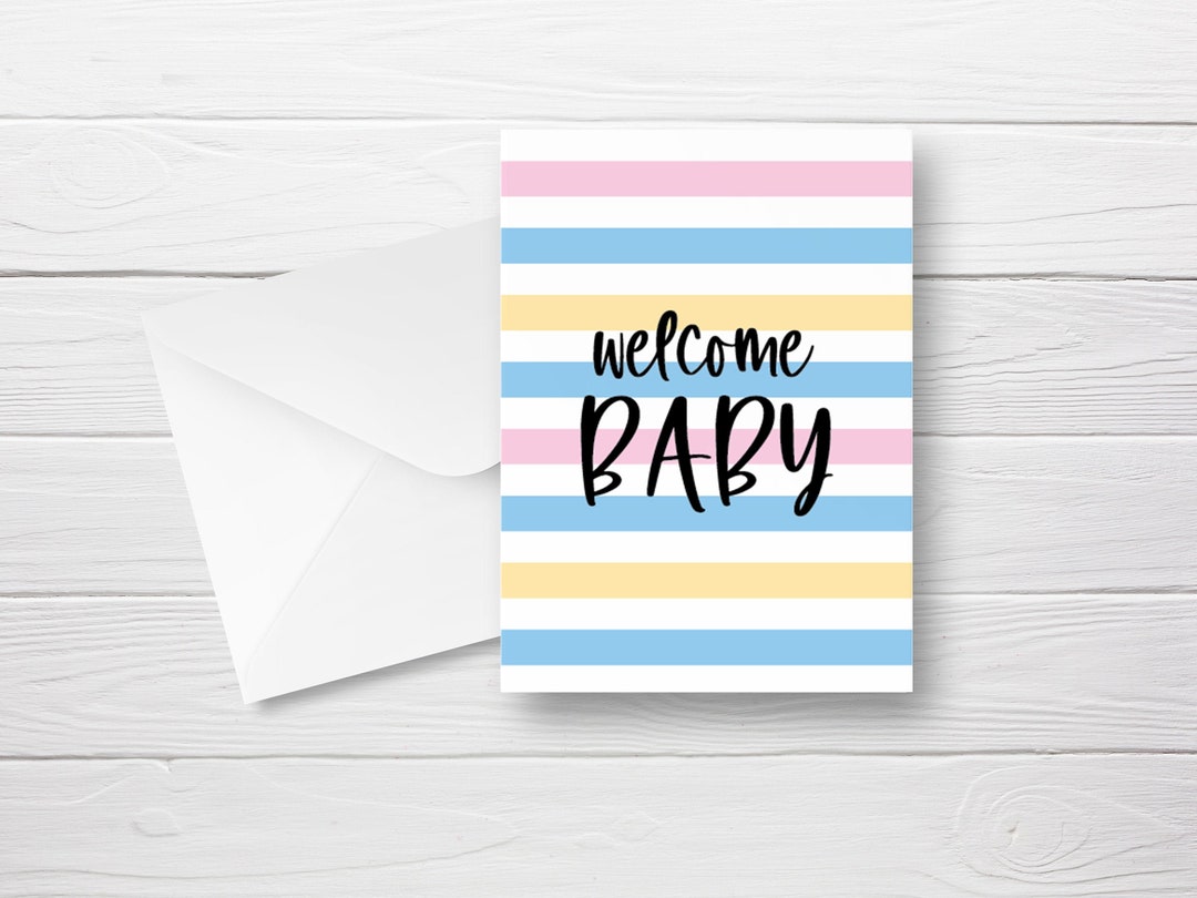Welcome Baby Printable Card, Baby Shower Card, Baby Girl, Baby Boy, New ...