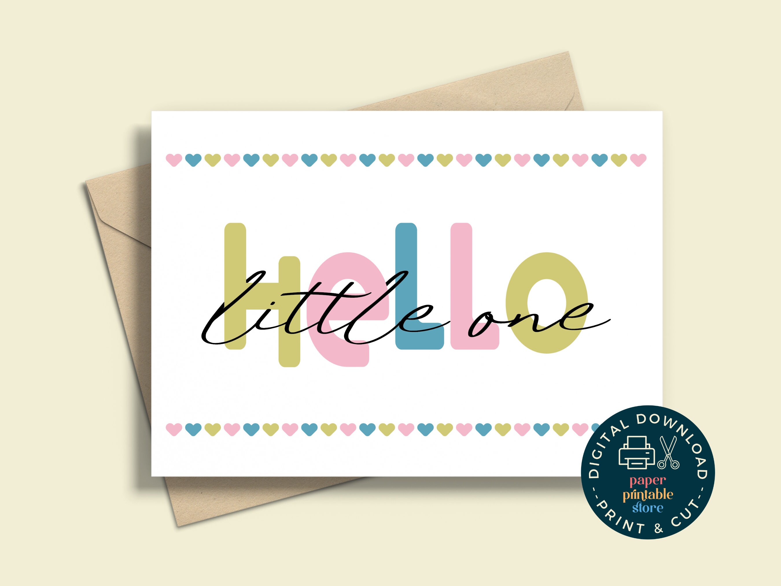 Hello Little One Printable Card, Instant Download New Baby Card ...