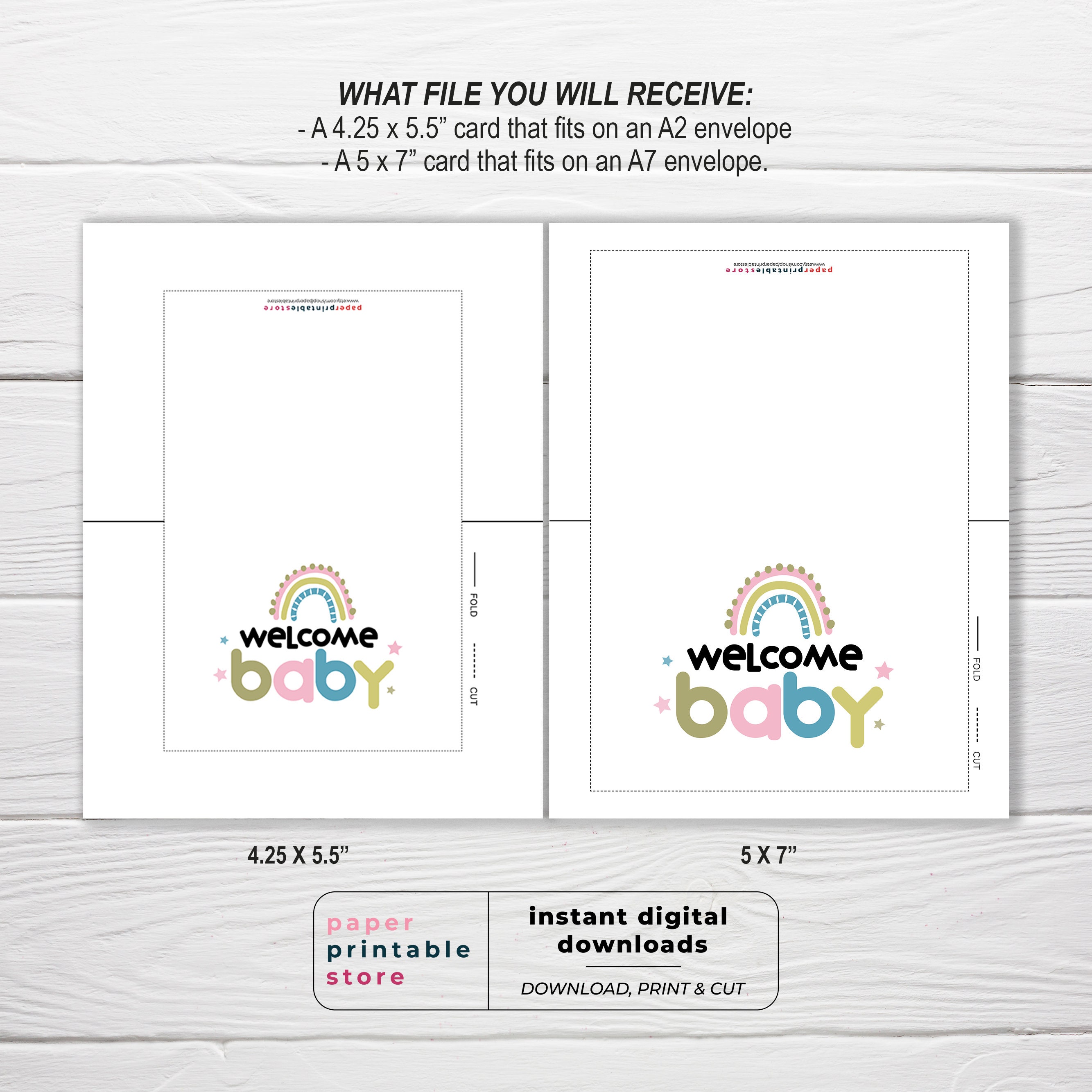 Welcome Baby Printable Card, Baby Shower Greeting Card, New Baby ...