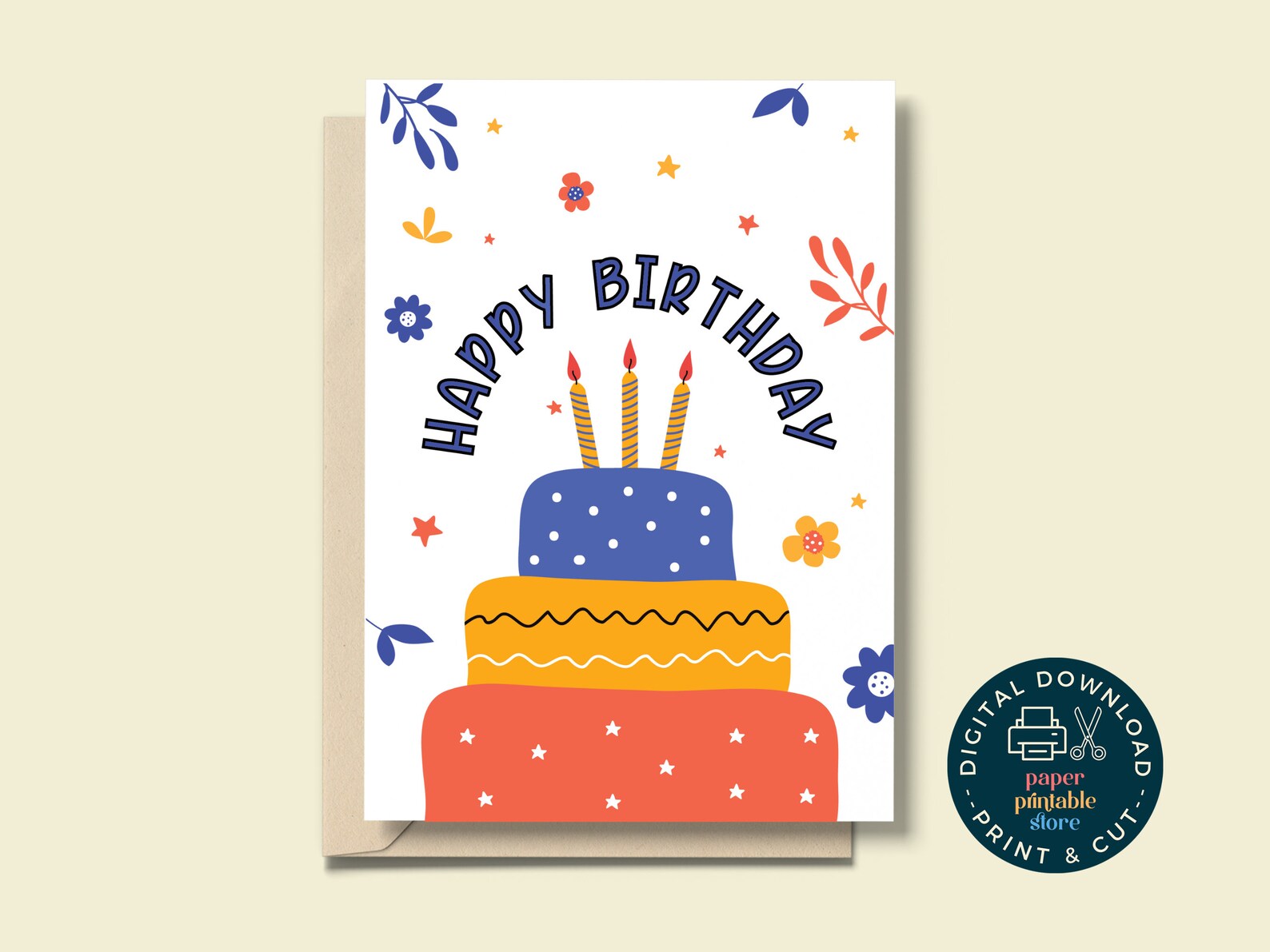 Printable Colorful Birthday Card, Printable Birthday Card, Instant ...