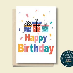Printable Colorful Birthday Card, Printable Birthday Card, Instant ...