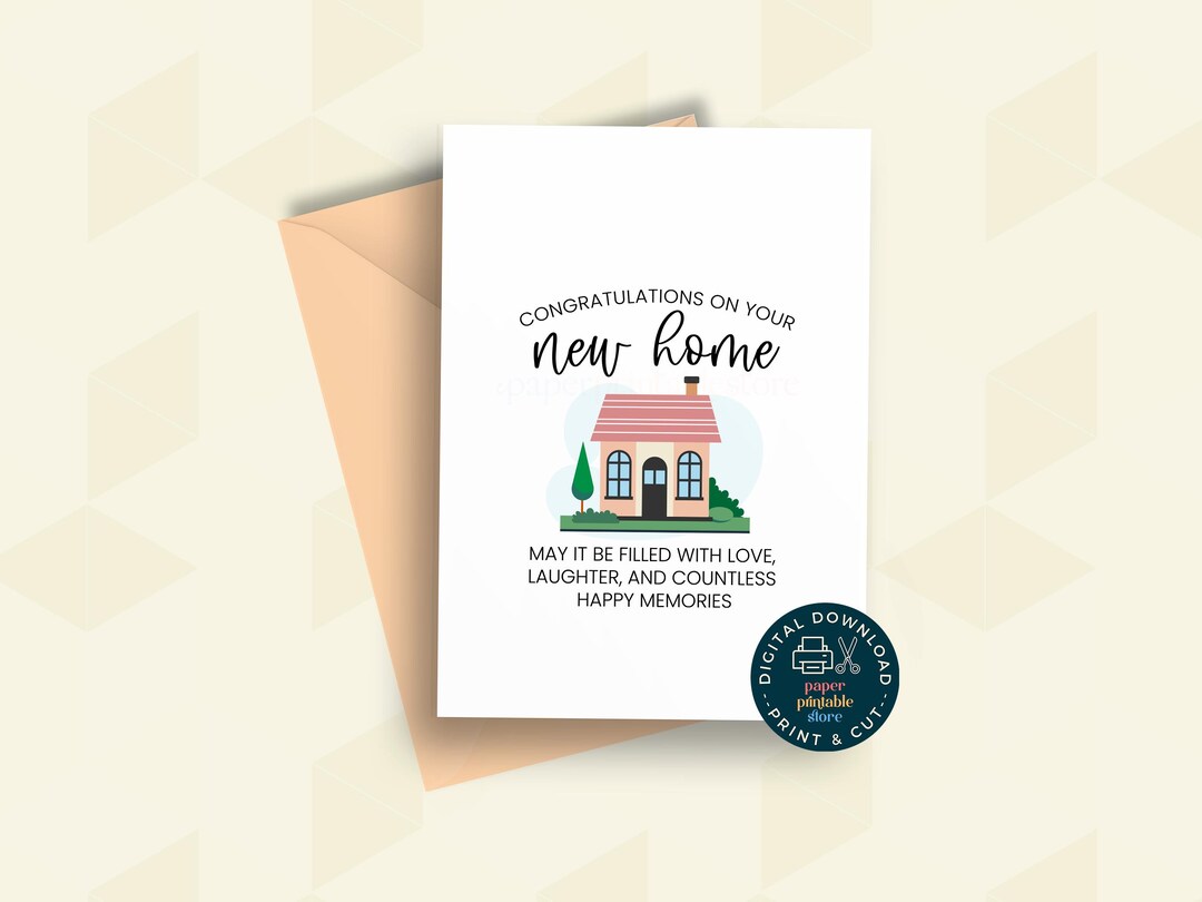 Simple New Home Card Printable Housewarming Greeting Card New Homeowner ...