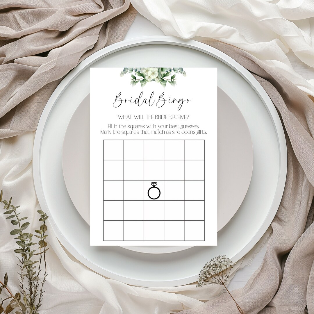 Eucalyptus Bridal Shower Game - Bridal Bingo - Fun Party Games ...