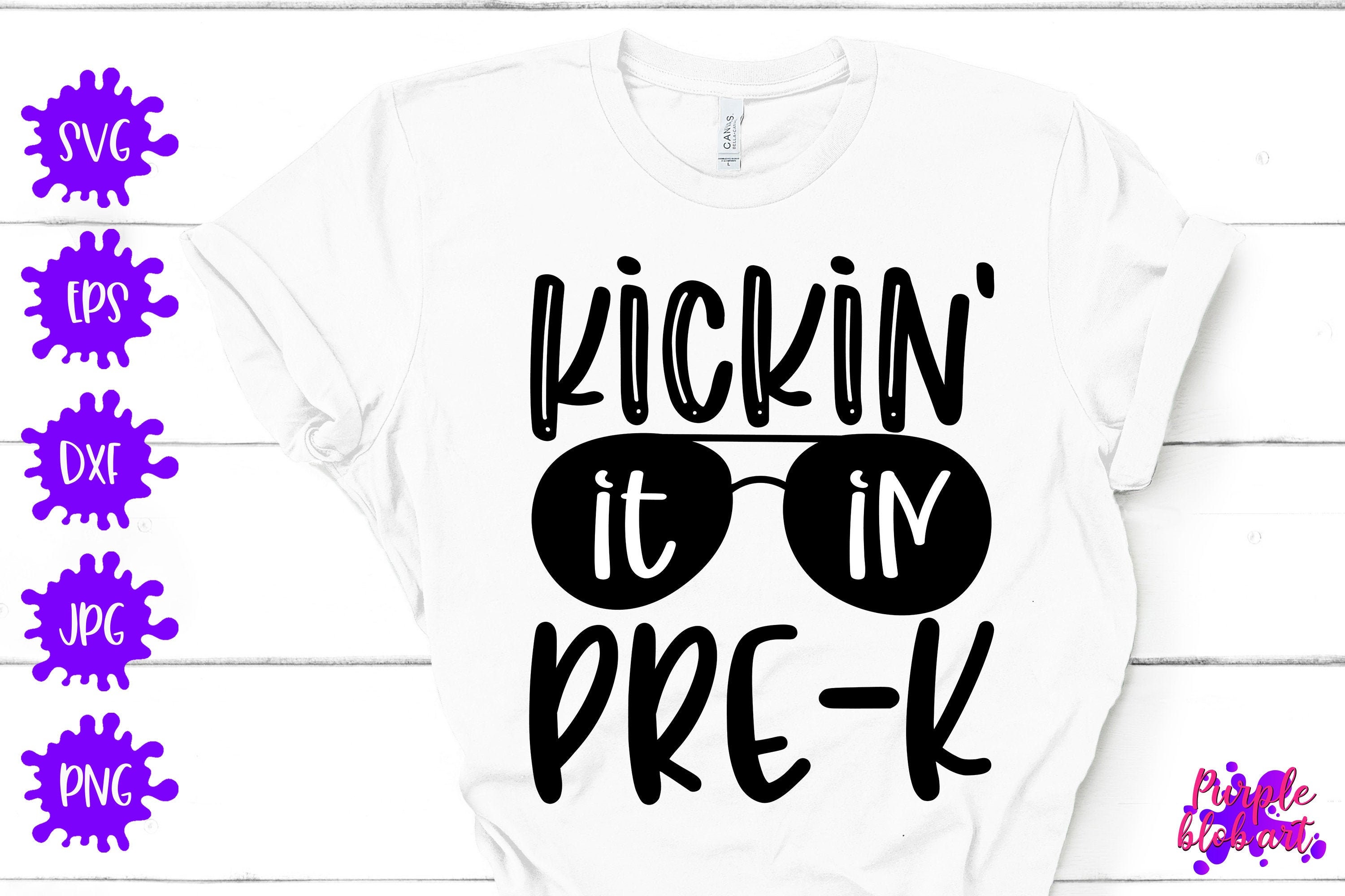 cut file Back to School Kickin It In PreK svg png dxf Silhouette digital file - CRICUT Drawing ...