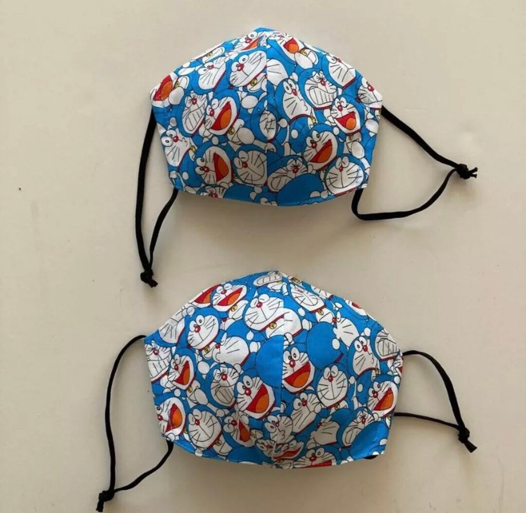 2 Doraemon Cotton Mask Gray Base Color 1 Adult and 1 Child Size ...