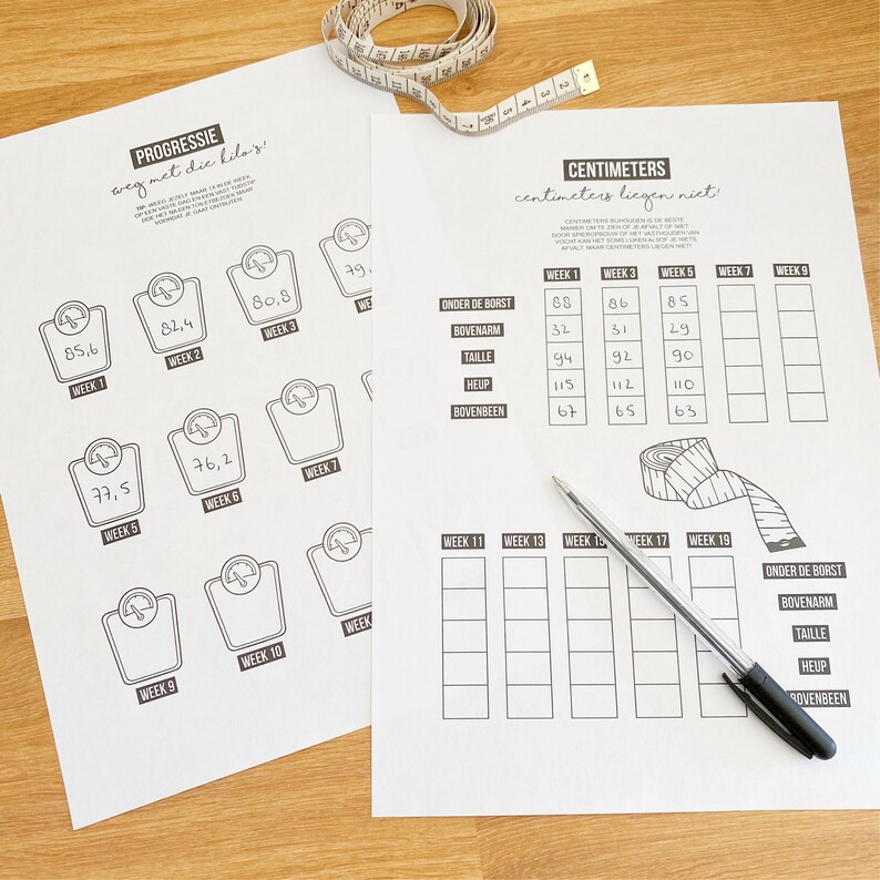 PRINTABLE: Weight Loss/inches Tracker - English - Etsy