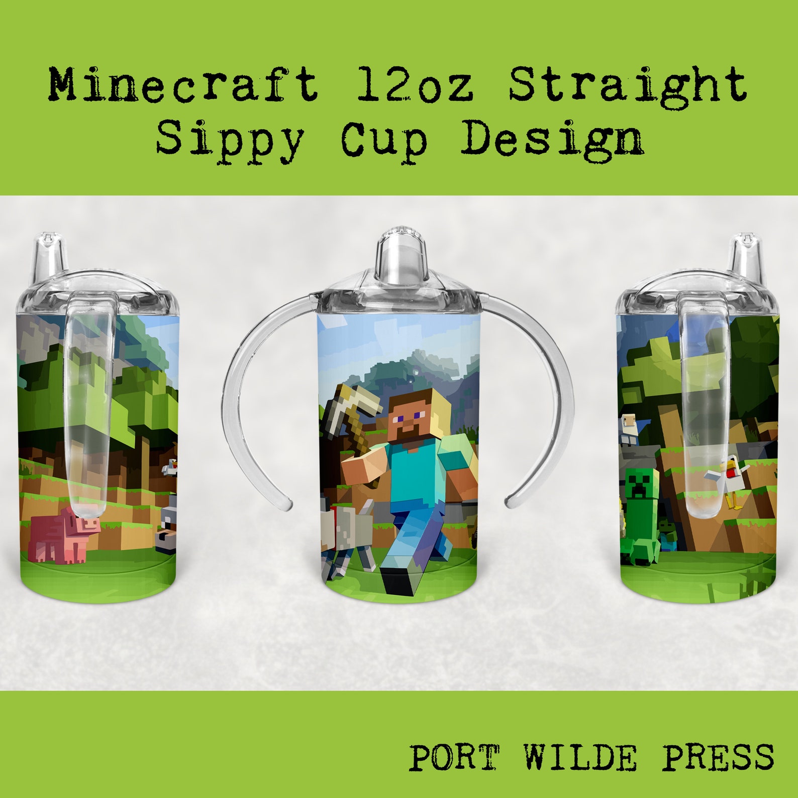 Minecraft Sippy Cup 12oz Straight 12 oz Straight Design PNG | Etsy