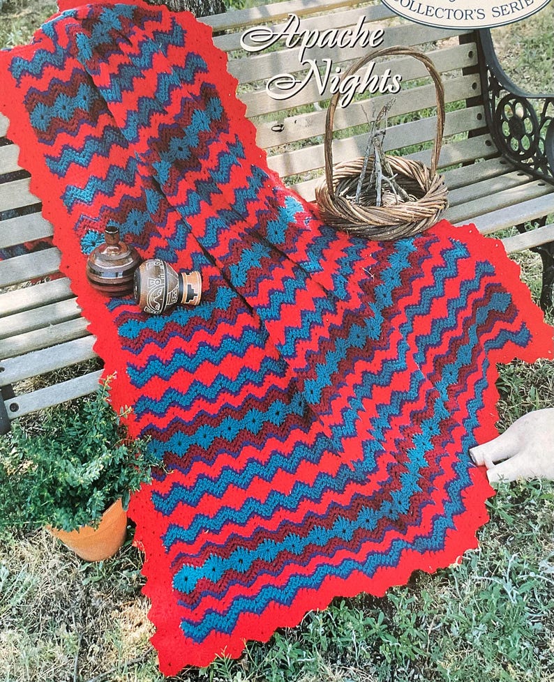 Vintage Ripple Blanket Crochet Pattern | Retro Ripple Afghan Digital ...