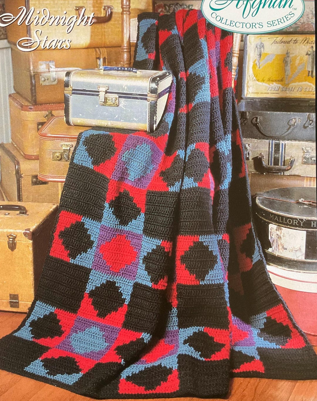 Vintage Midnight Stars Quilt Afghan Crochet Pattern | Star Patchwork ...