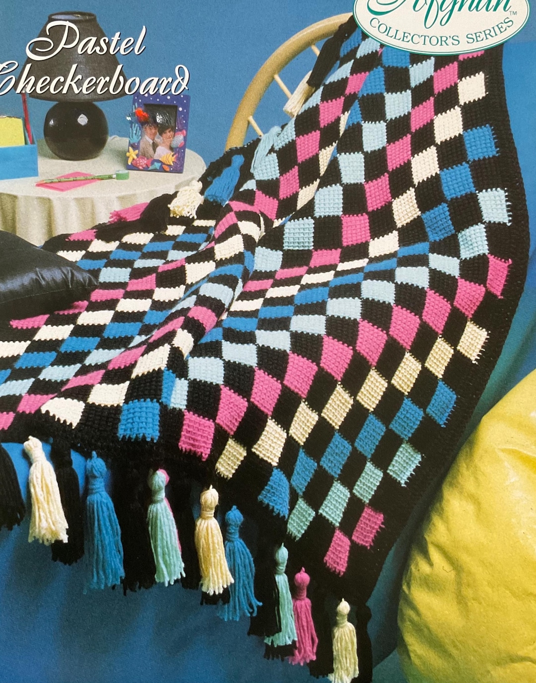 Vintage Checkered Pastel Afghan Crochet Pattern | Soft Retro Blanket ...