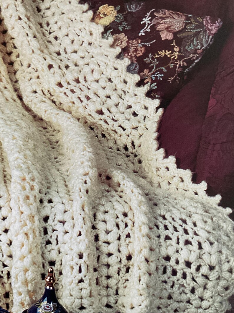 Vintage Aran Filet Crochet Pattern | Textured Lace Afghan Design ...
