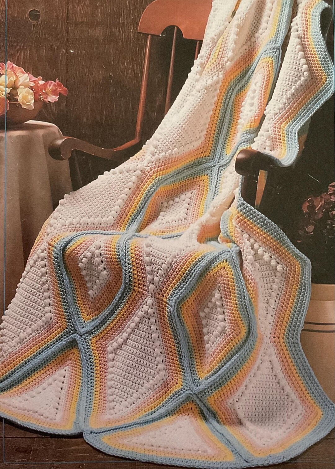 Vintage Popcorn & Diamond Afghan – Crochet Pattern – PDF Download - Etsy