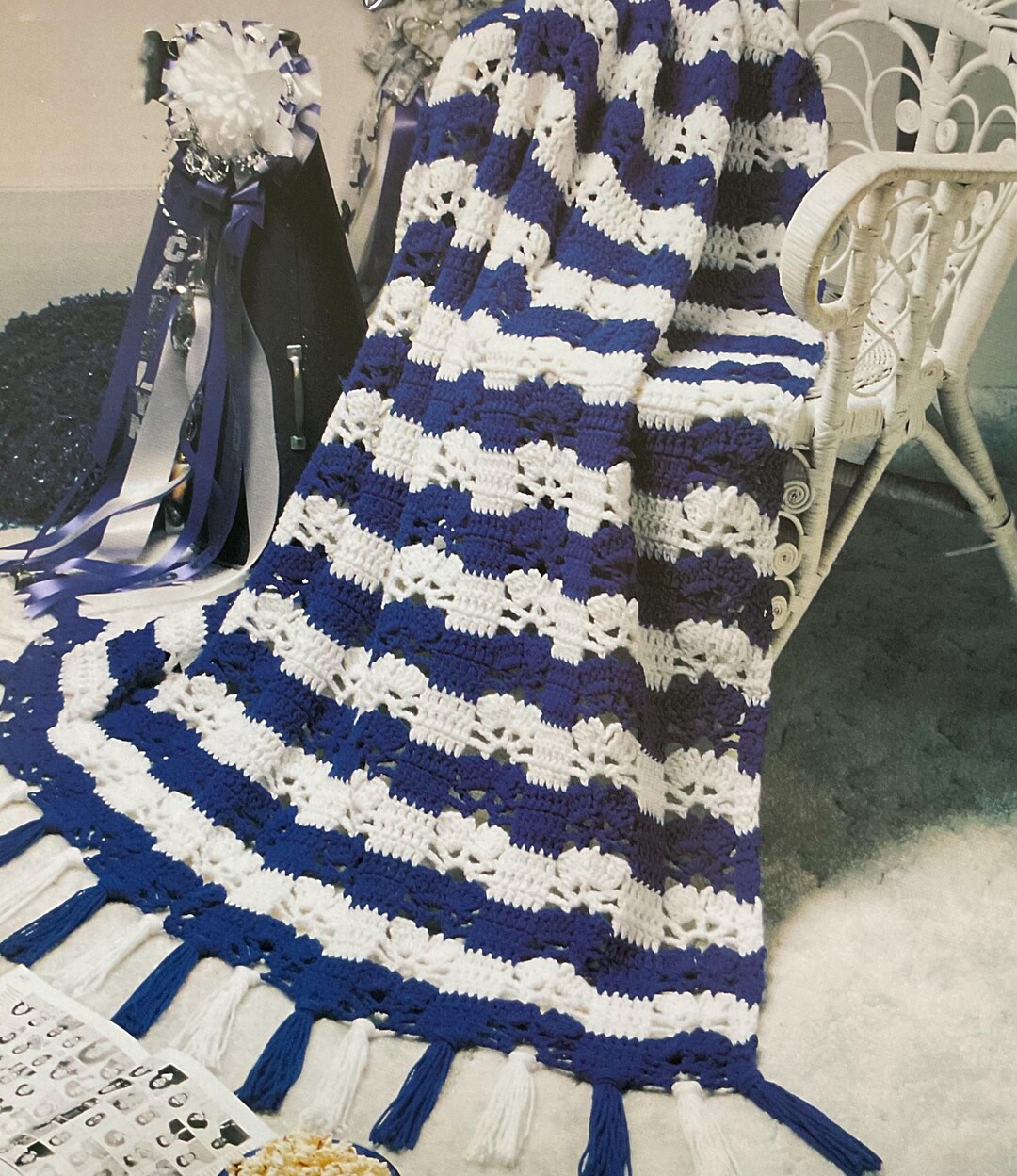 Vintage Striped Fan Crochet Pattern | Retro Textured Afghan Design ...