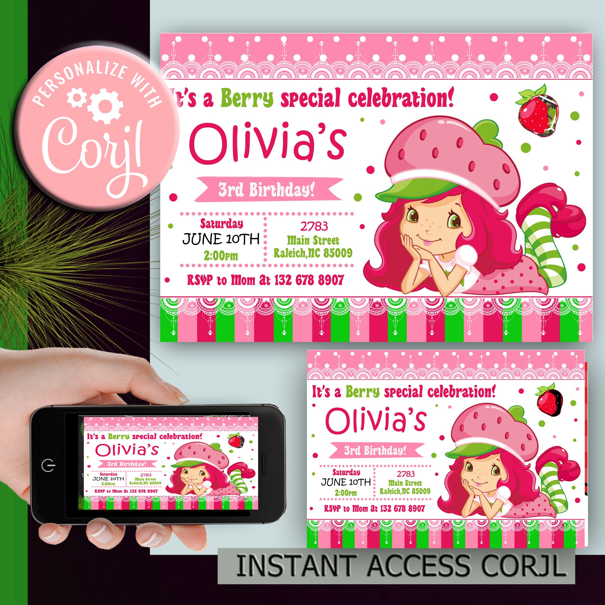 Strawberry Shortcake Invitations