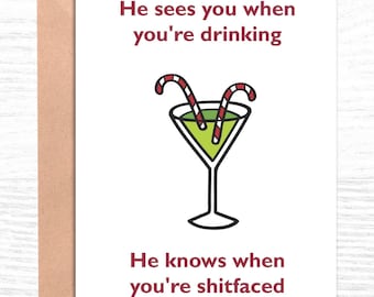 Alcohol Christmas Card - Etsy