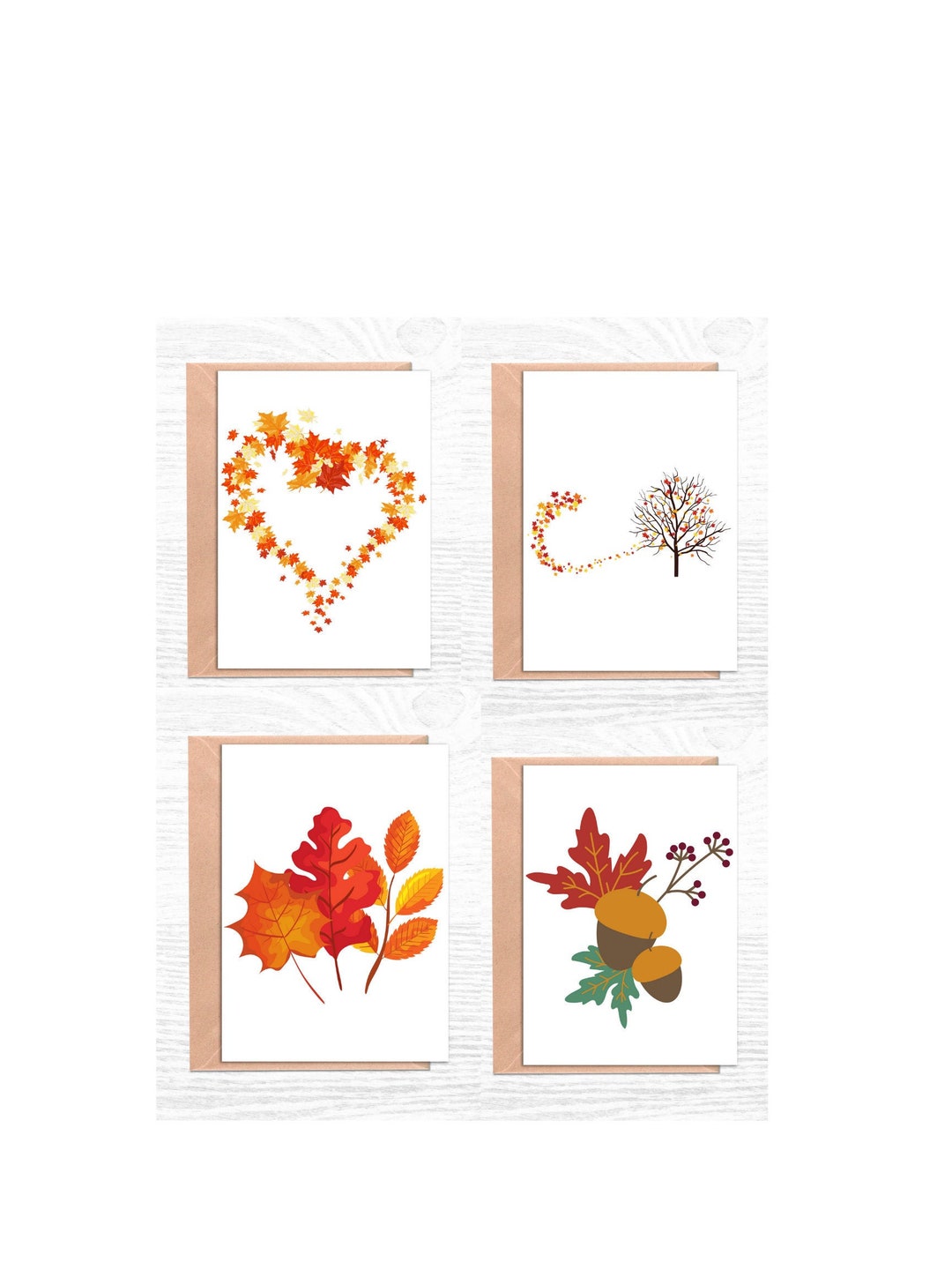 4 PACK; Fall Card; Fall Leaves; Fall Greeting Card; Blank Cards; Fall ...