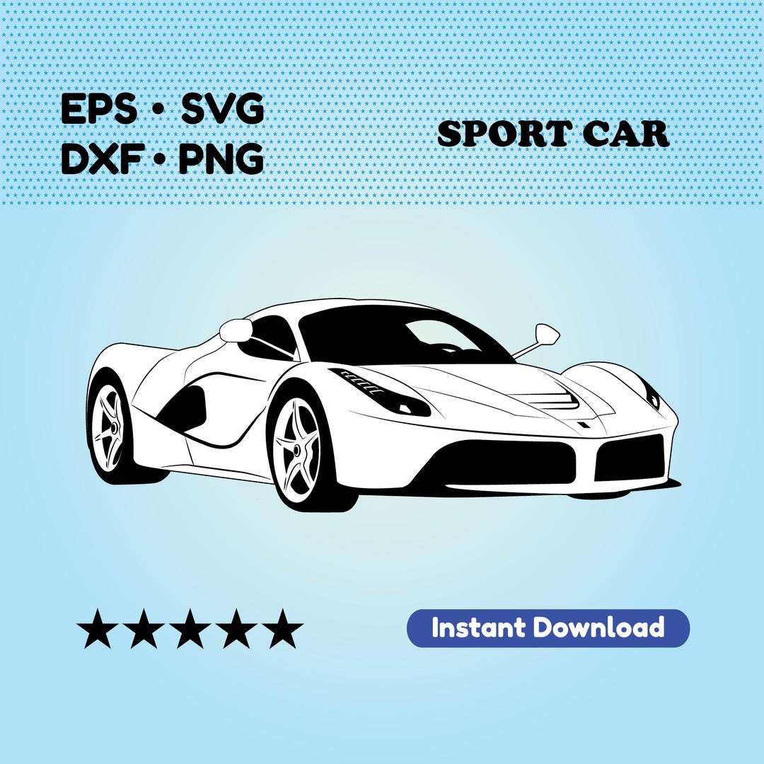 Sport Car SVG Files for Cricut. Super Car Vector File (DXF, EPS ...