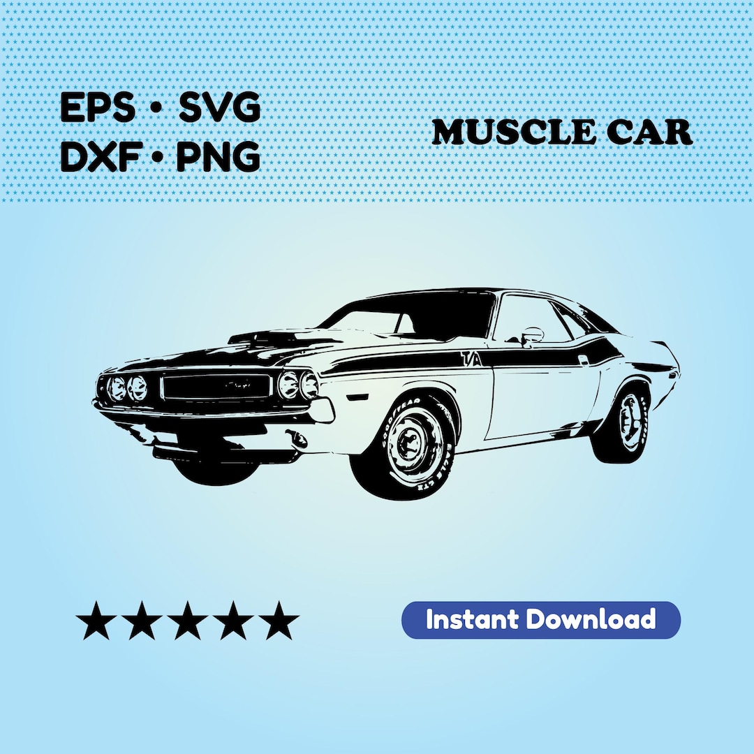 Sport Car SVG Files for Cricut. Classic Muscle Car Vector File (DXF ...