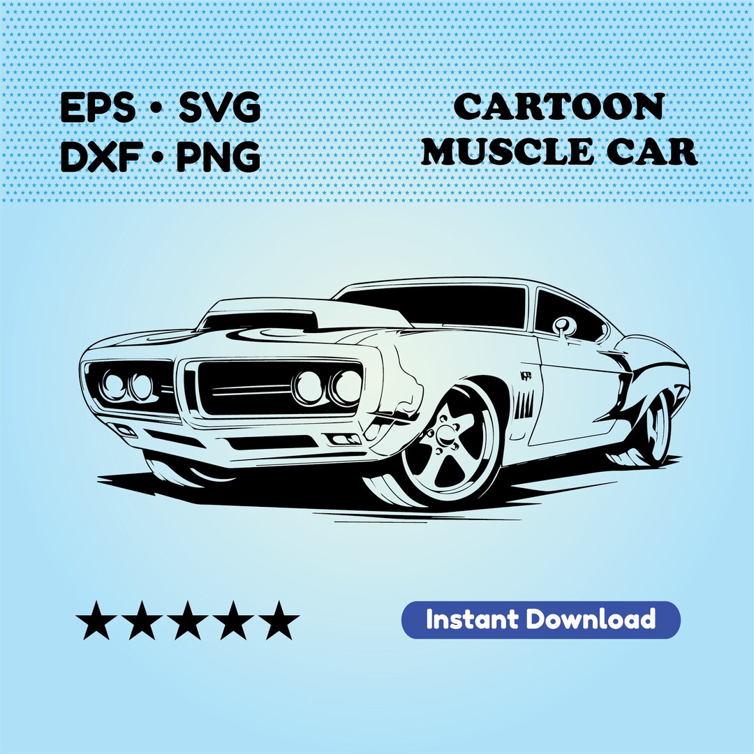 Muscle Car SVG Files for Cricut. Cartoon Sport Car Vector File (EPS ...